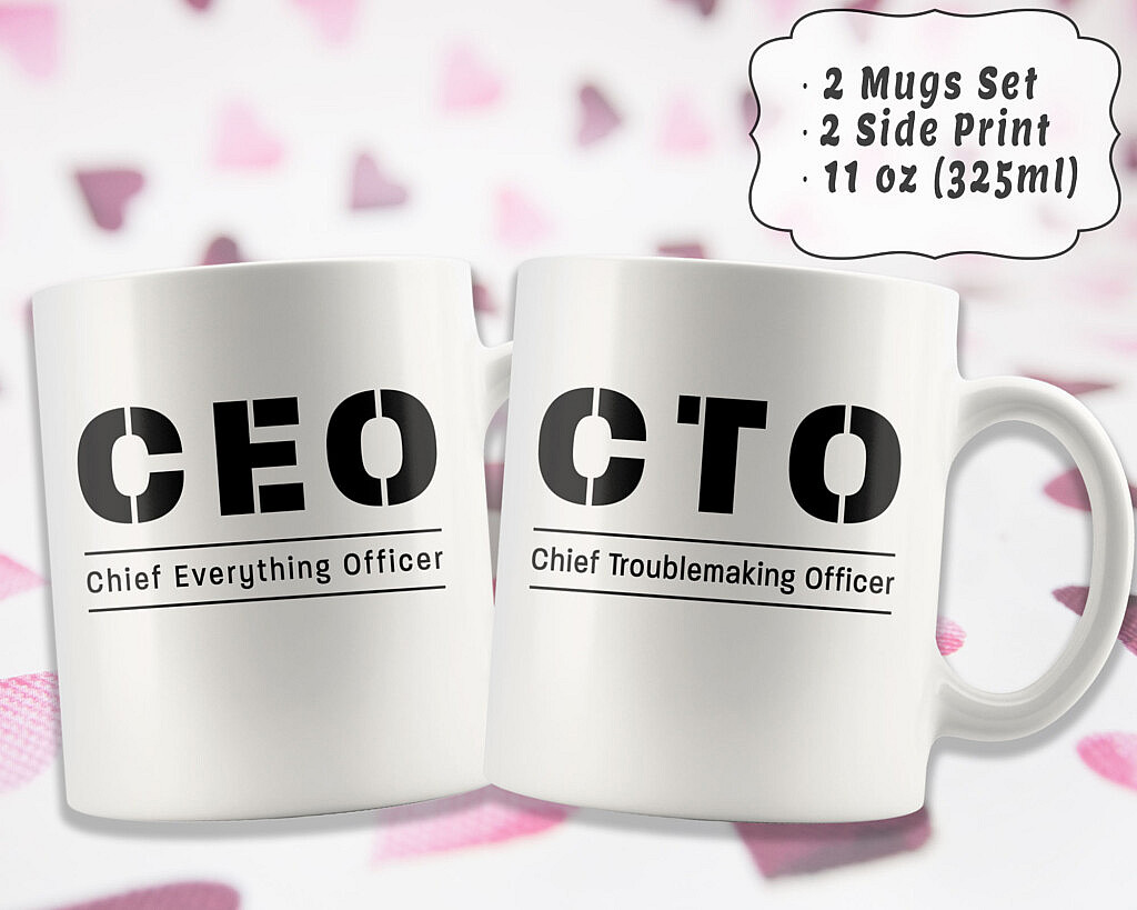 CTO + CEO Mugs Funny Couples Gift - Smart Foxes
