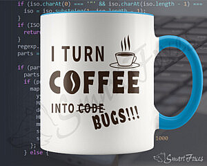 Coffee to Code Mug for Programmers with a Twist: Coding Bugs