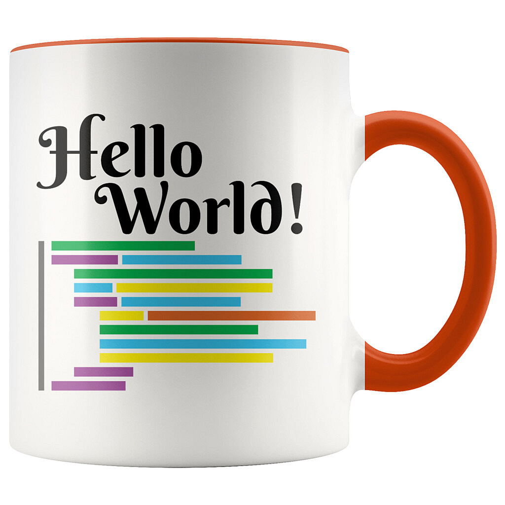Hello World Accent Mug for Programmers and Web Developers