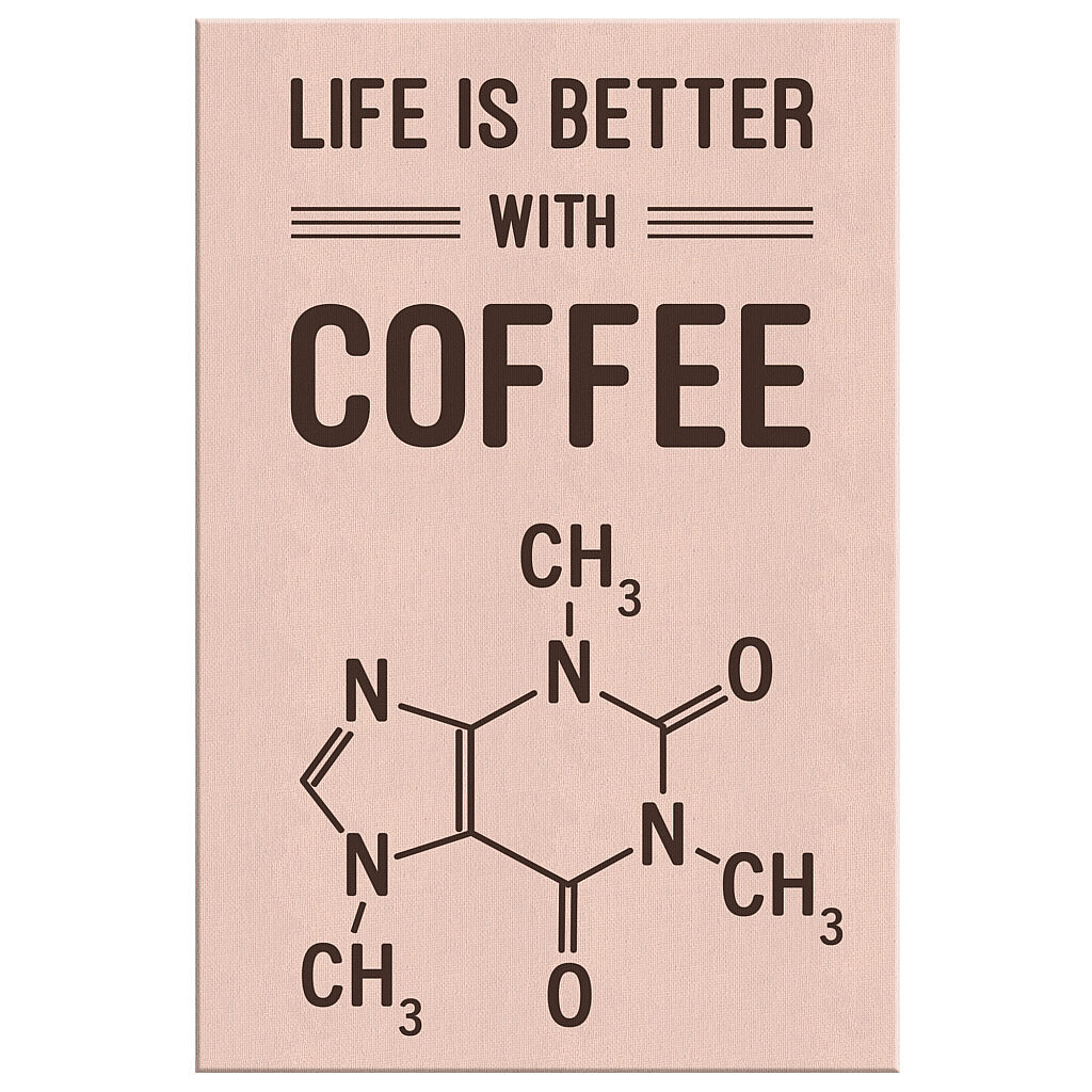 Caffeine Molecule Canvas Print - Life is Better with Coffee